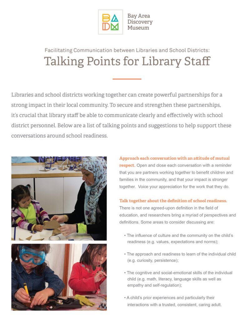 School Readiness Toolkit - Bay Area Discovery Museum